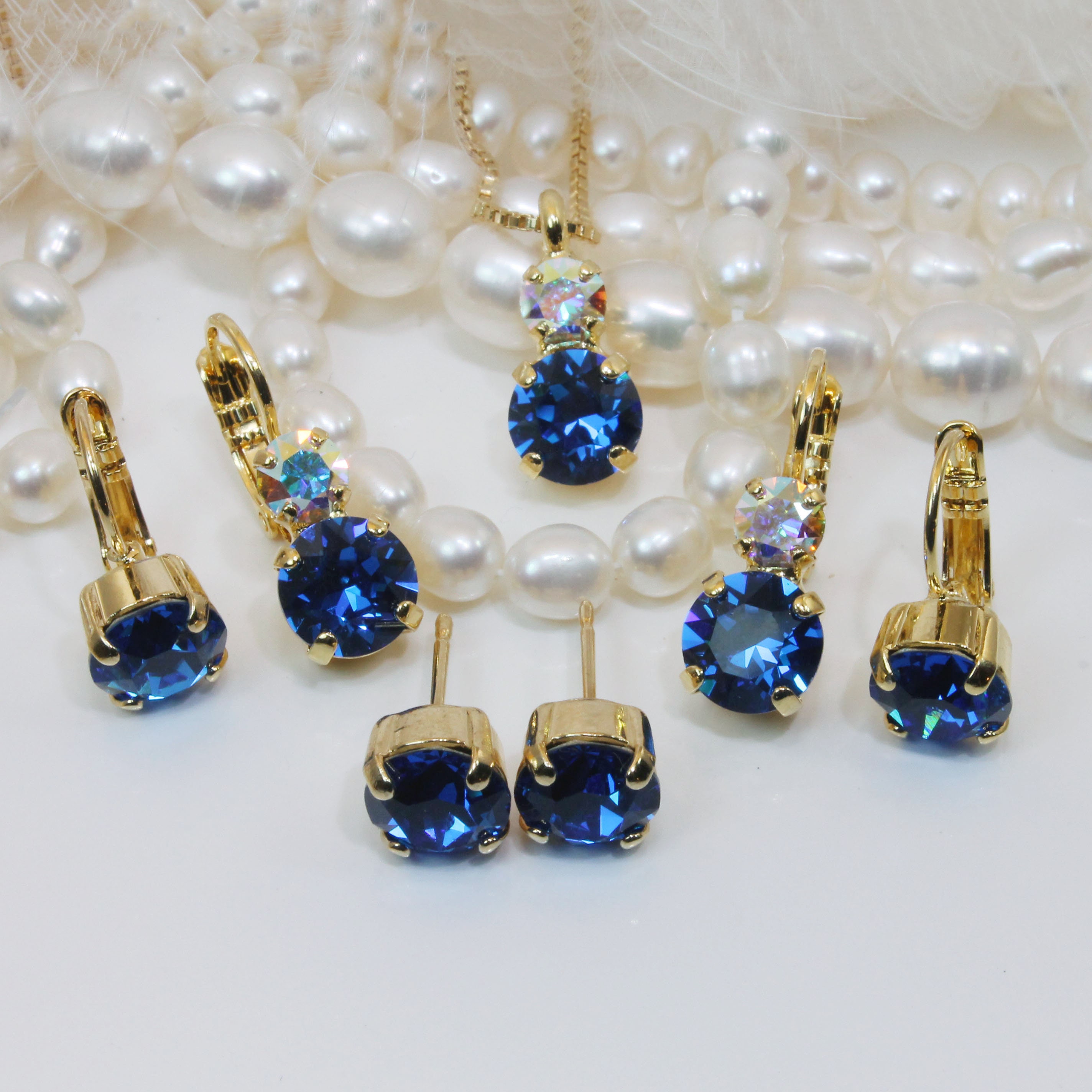 Royal Blue Jewelry Set, Blue Gold Bridal Jewelry, Blue Sapphire Wedding ...