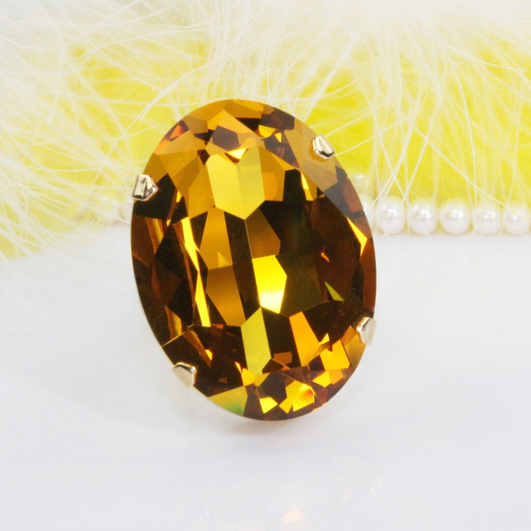 Extra Large Rings, Yellow Crystal Ring, Statement Prom Jewelry, Huge ...