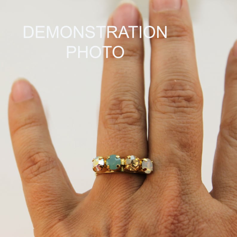 Green Blue Adjustable Ring Navy Blue Mint Denim Blue Cocktail Ring 6mm ...