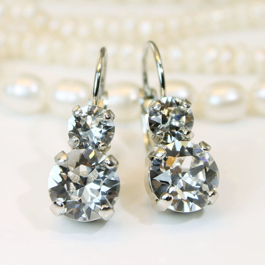 Clear Crystal Earrings Clear White Bridal Diamond-like Drop Earrings ...