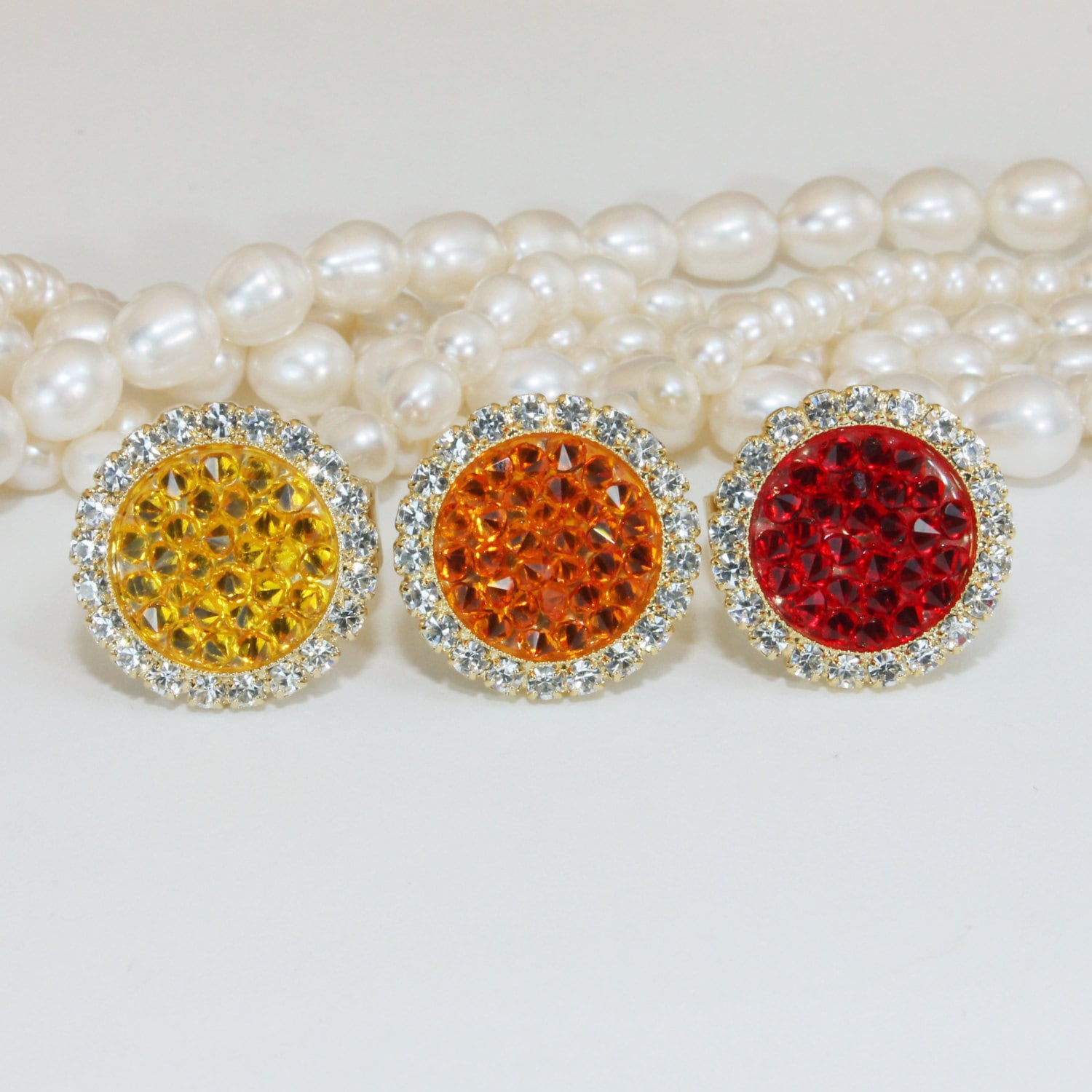 Orange Ring Orange European Crystal Cocktail Ring Crystal Rock ...