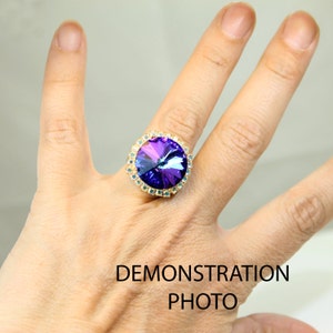 Blue Crystal Ring Purple Blue Adjustable Ring Royal Blue | Etsy