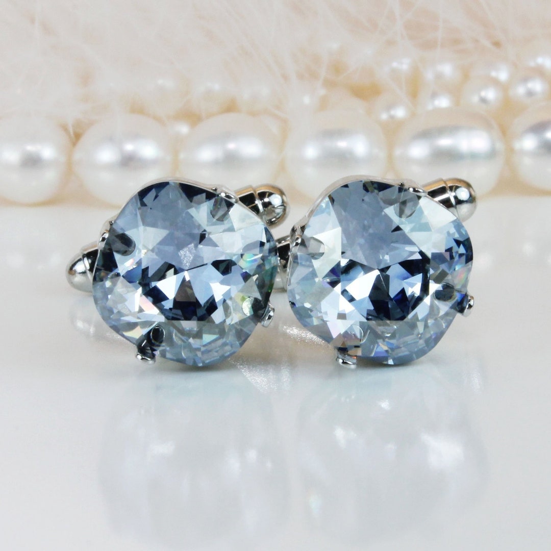 Light Blue Cufflinks, Dusty Blue Cufflinks, Mens Cufflinks, Best Man ...