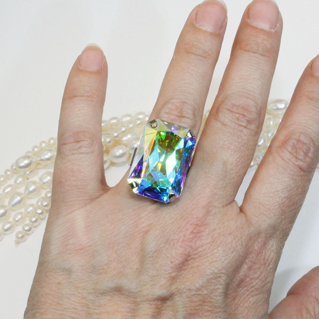 Aurora Borealis Ring, Northern Lights Jewelry, AB Ring, Crystal Jewelry ...