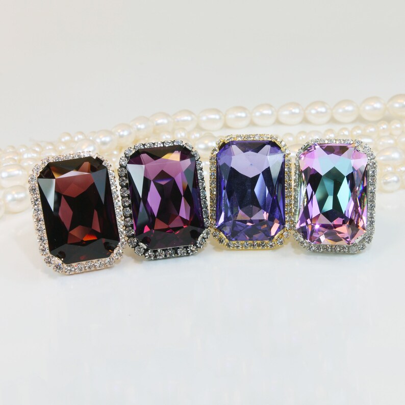 Purple Ring European Crystal Purple Rectangle Men Cocktail - Etsy