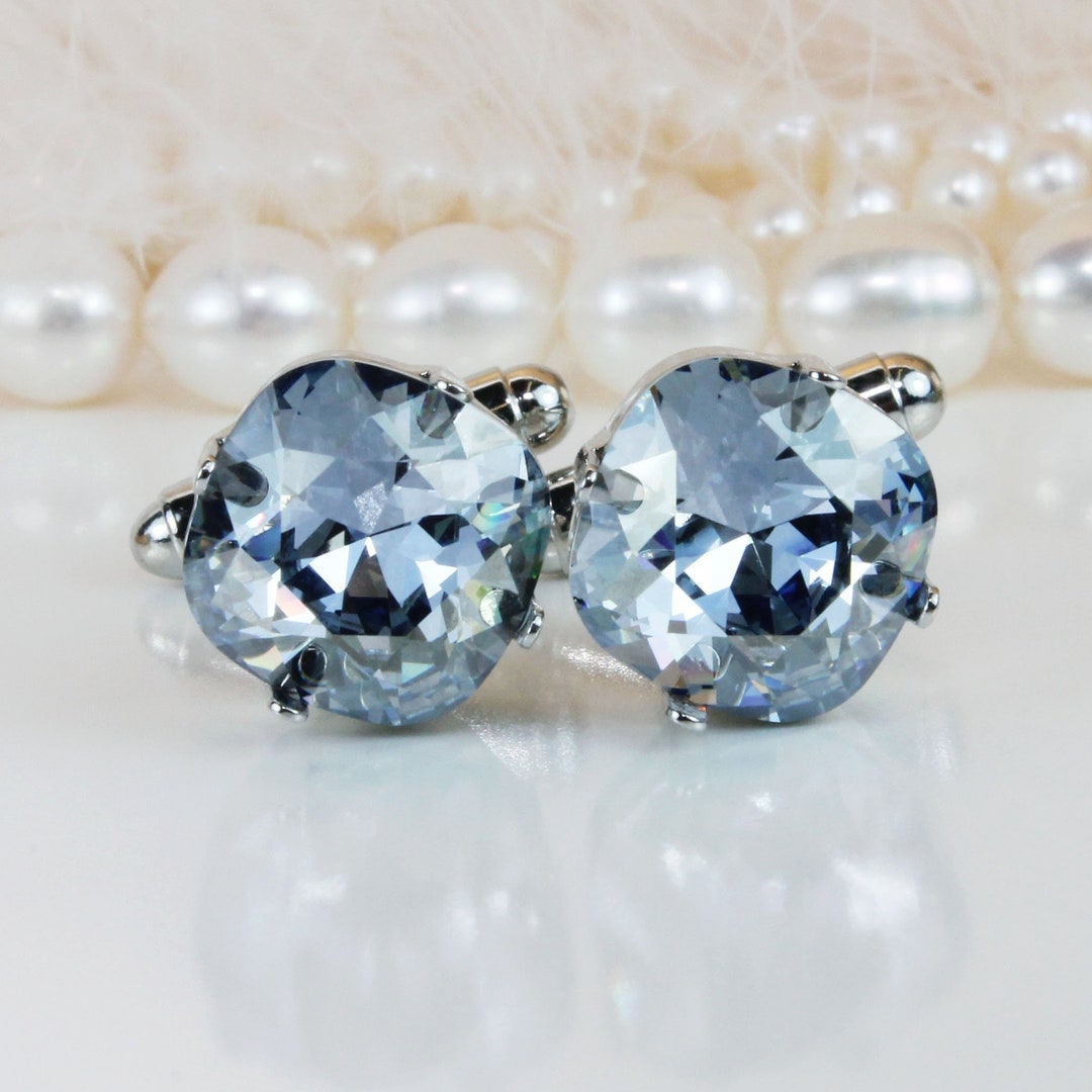 Light Blue Cufflinks, Dusty Blue Cufflinks, Mens Cufflinks, Best Man ...