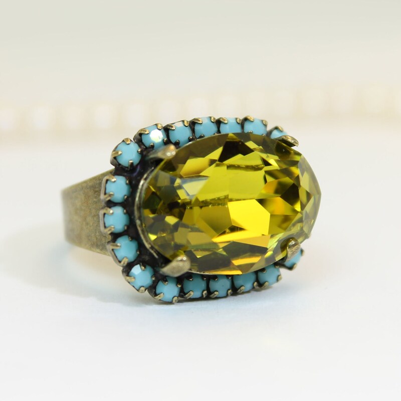 Lime Green Ring - Etsy