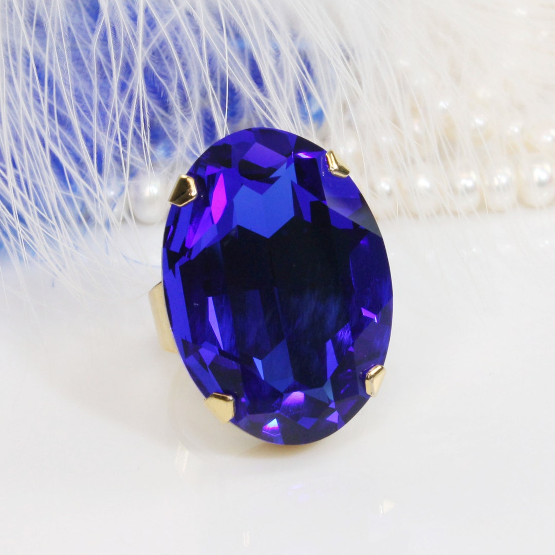 Royal Blue Ring, Sapphire Cocktail Ring, Oversized Ring, Majestic Blue ...