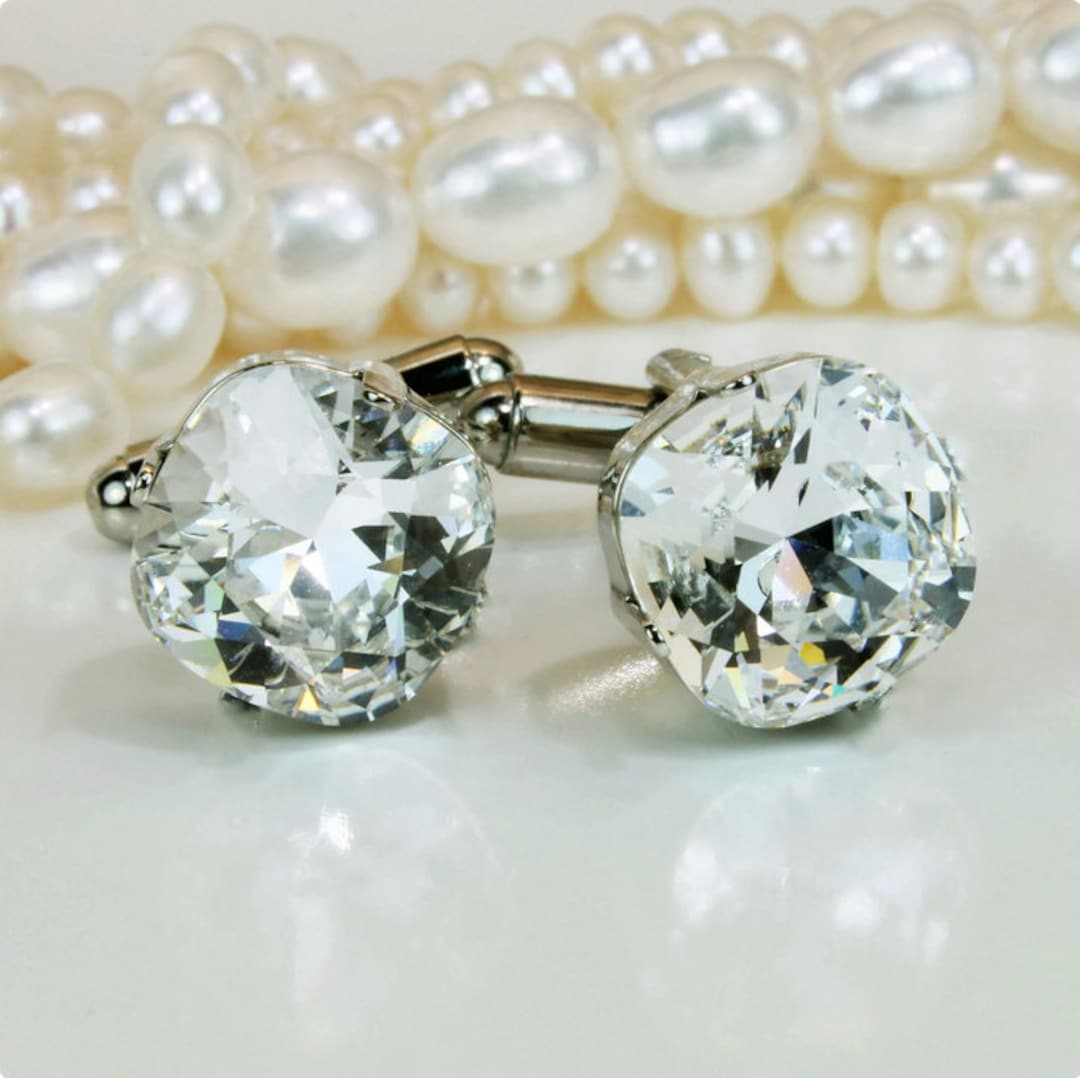 Diamond Like Cufflinks, Crystal Clear Cufflinks, Best Man Gift ...