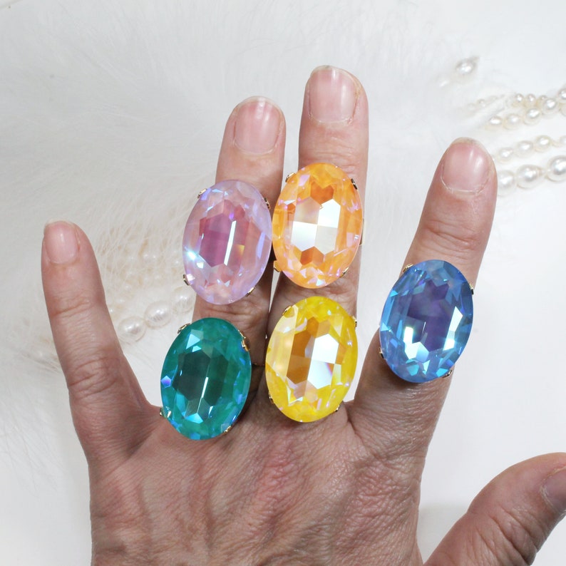 Big Crystal Ring Big Stone Large Oversize Statement Clear - Etsy