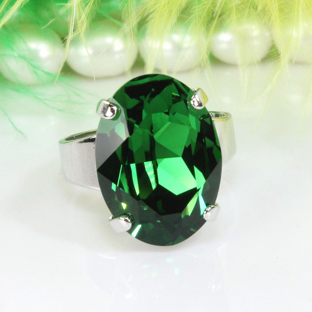 Kelly Green Crystal Ring, Emerald Stone Ring, St Patrick's Jewelry ...
