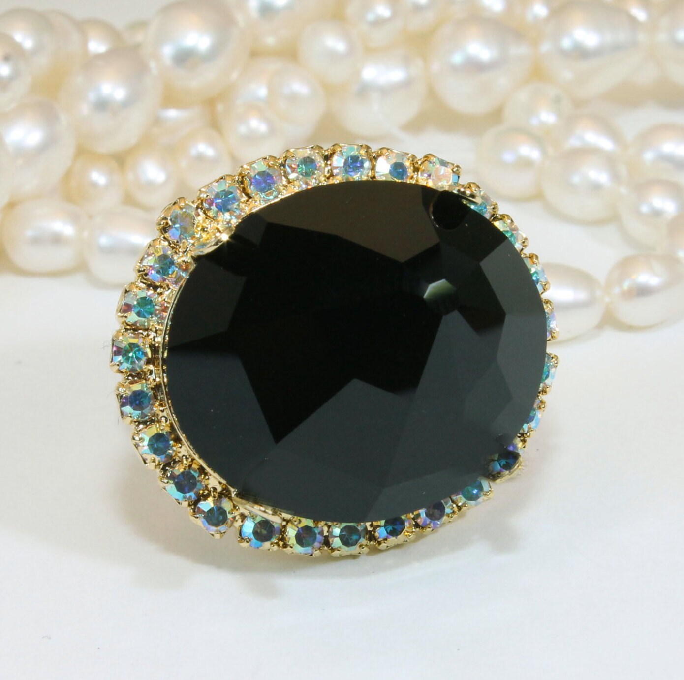 Black Ring Black Cocktail Ring Black Oversize Ring Black - Etsy Israel