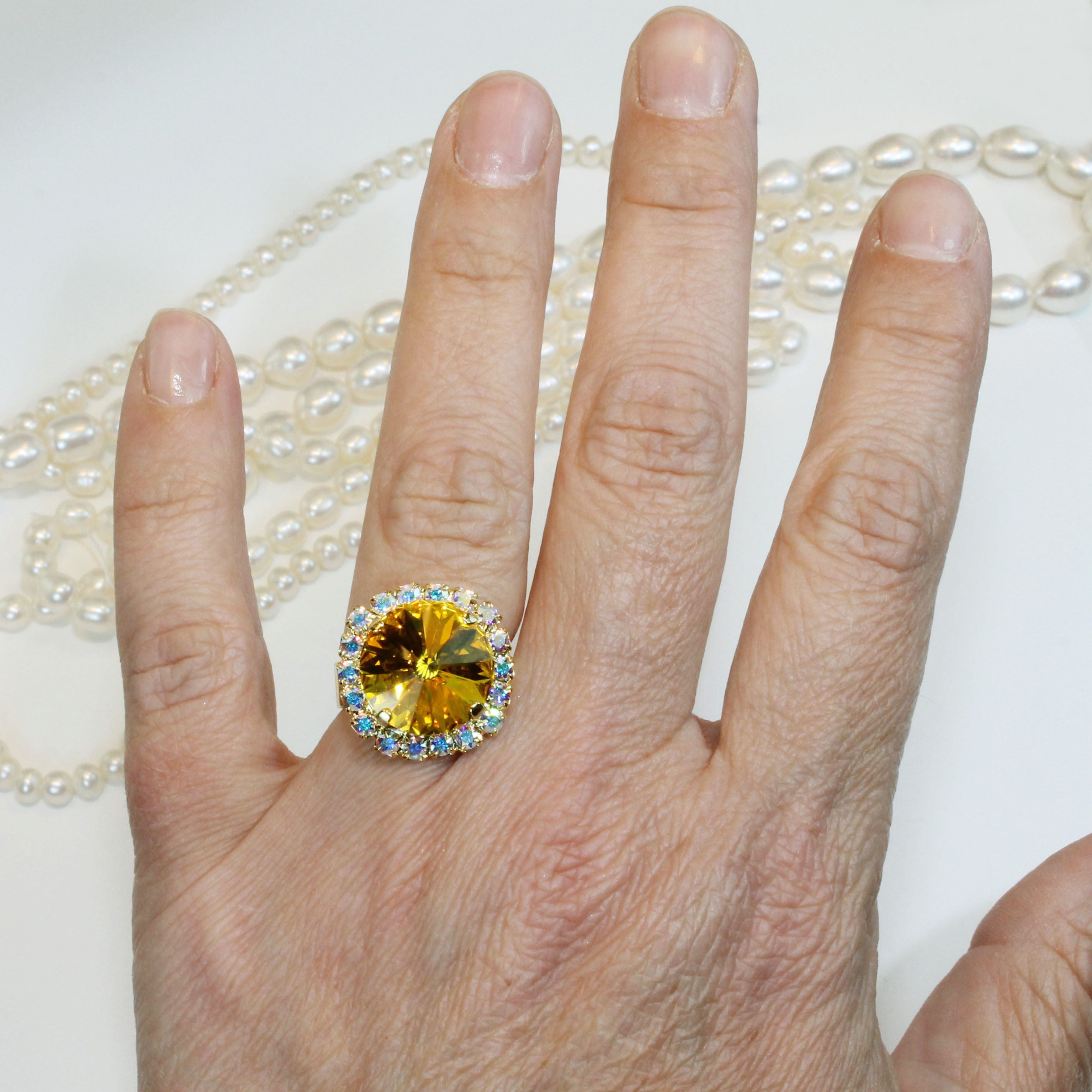 Yellow Ring Canary Yellow Wedding Bridal Sunflower Cocktail European ...