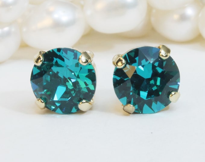 Sapphire Blue Stud Earrings Bridal Royal Blue European Crystal Cobalt ...