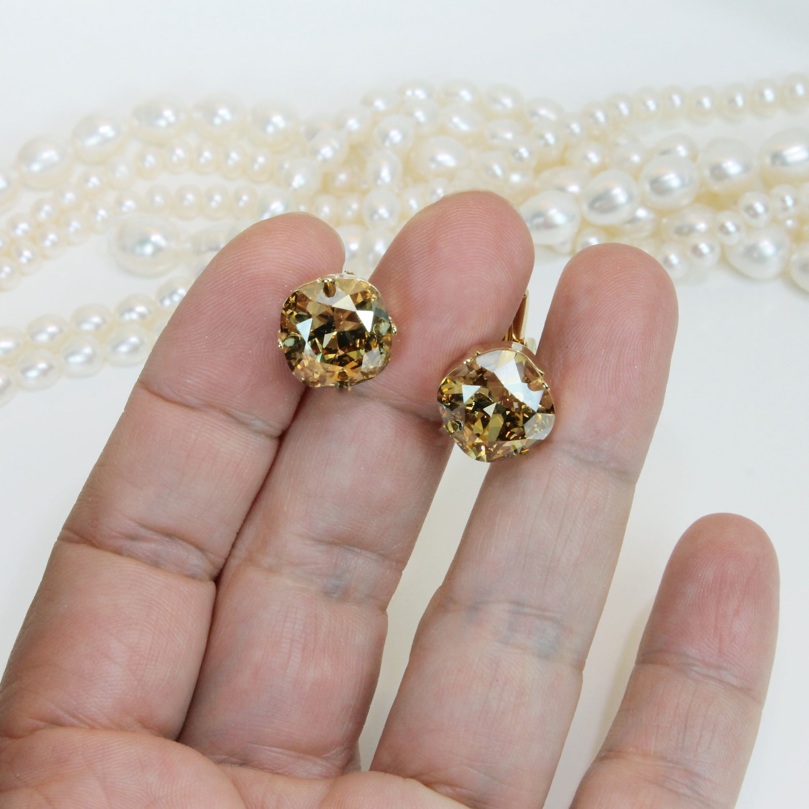 Champagne Brown Cufflinks European Crystal Cuff Links Man Woman ...