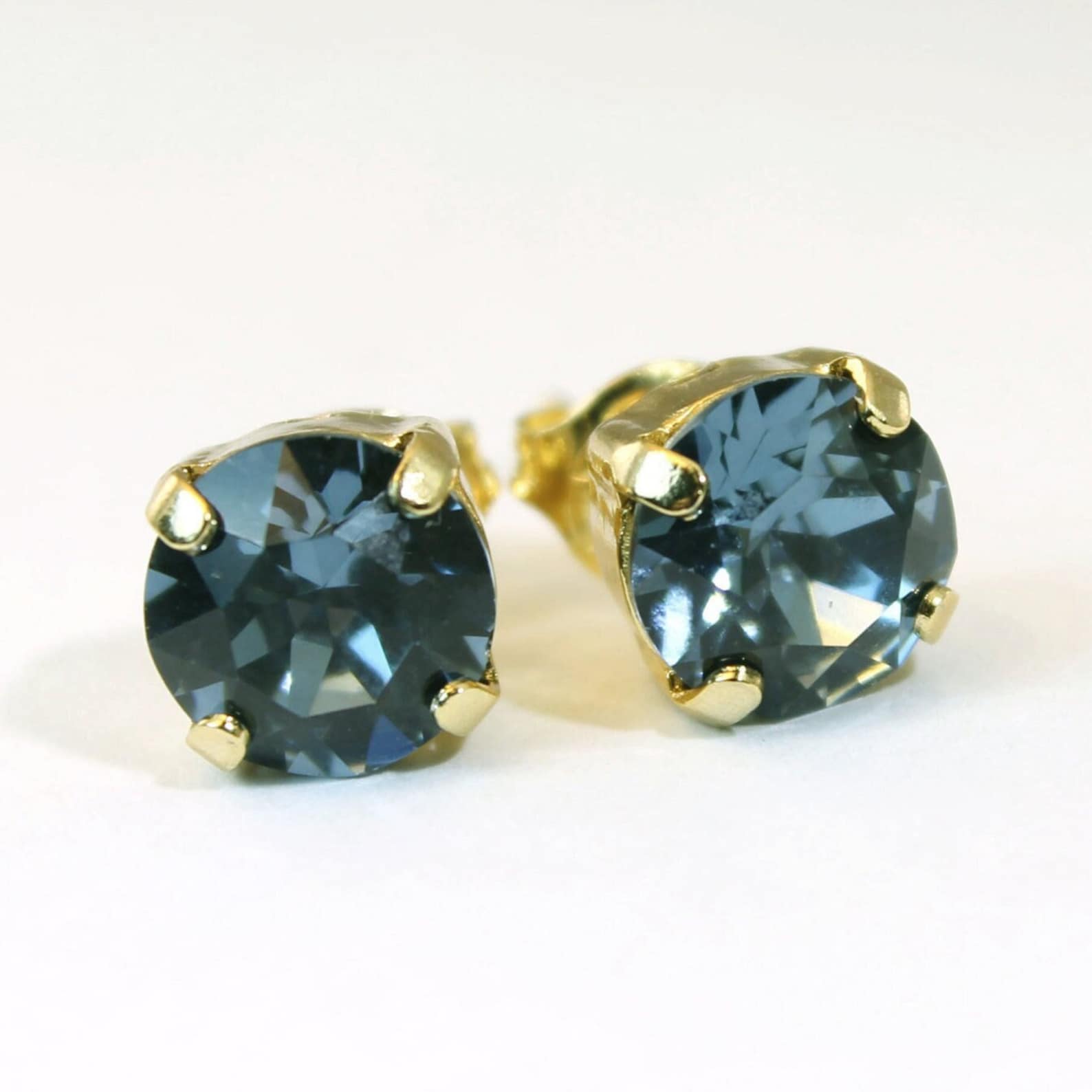 Navy Blue Stud Earrings Navy Gold Post Bridesmaids Gift,navy Blue Denim ...