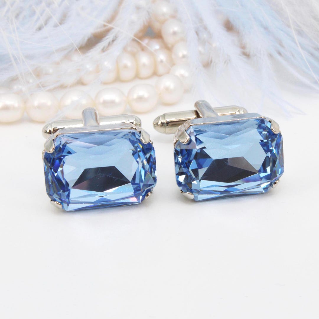 Light Blue Cufflinks, Baby Blue Groom Cufflinks, Silver or Gold Tone ...