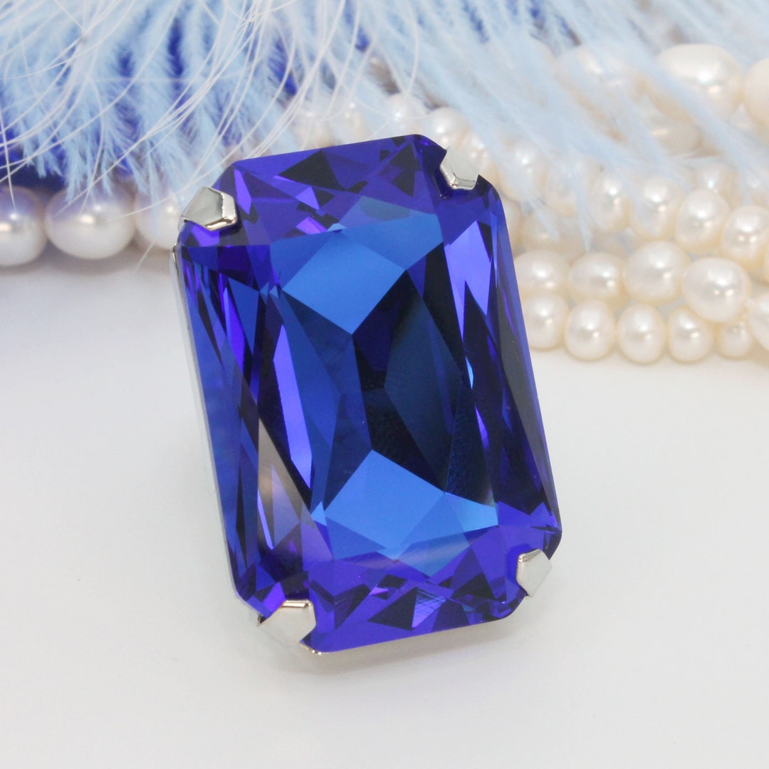 Blue Sapphire Ring, Mens Huge Ring, Large Crystal Ring Women, Big Stone ...