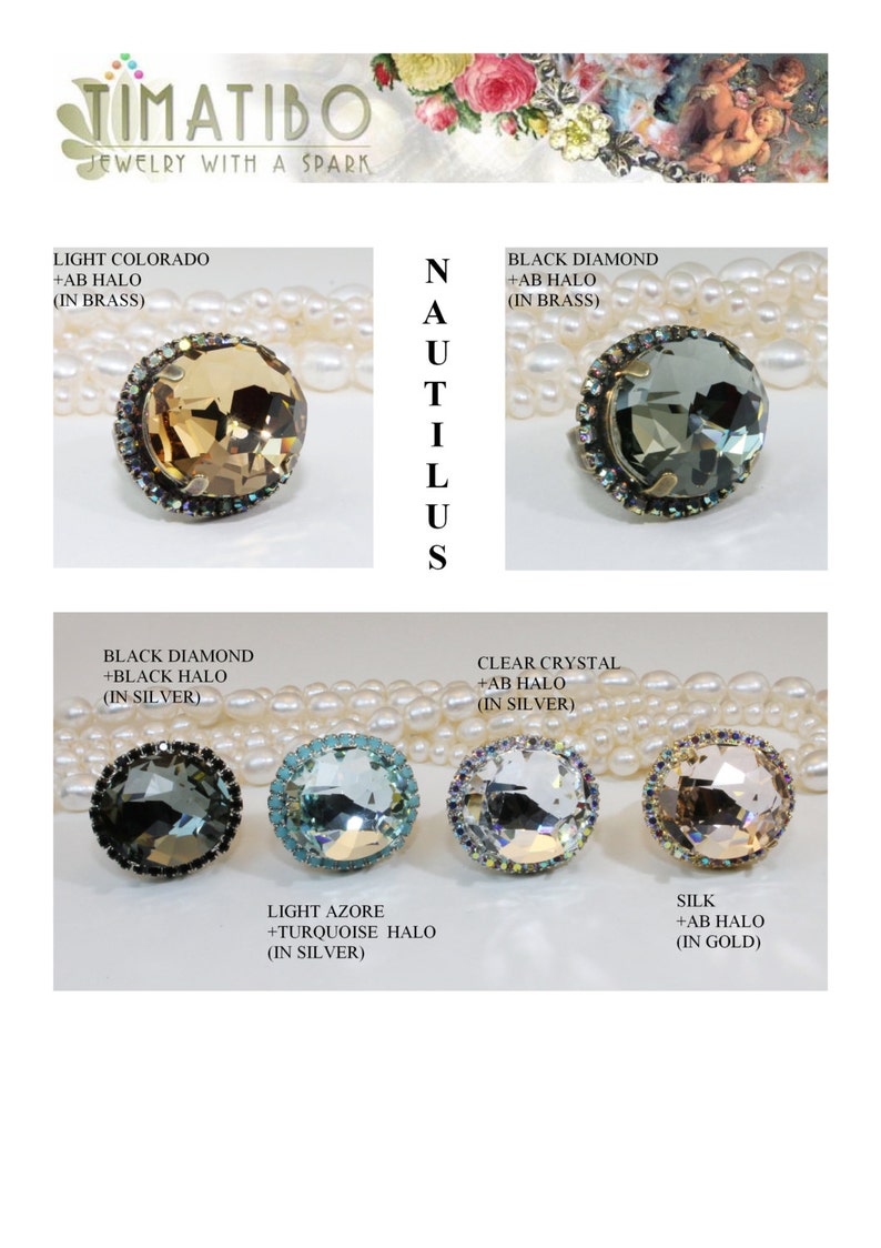 Brown Ring European Crystal Bridal Champagne Cocktail Oversize | Etsy