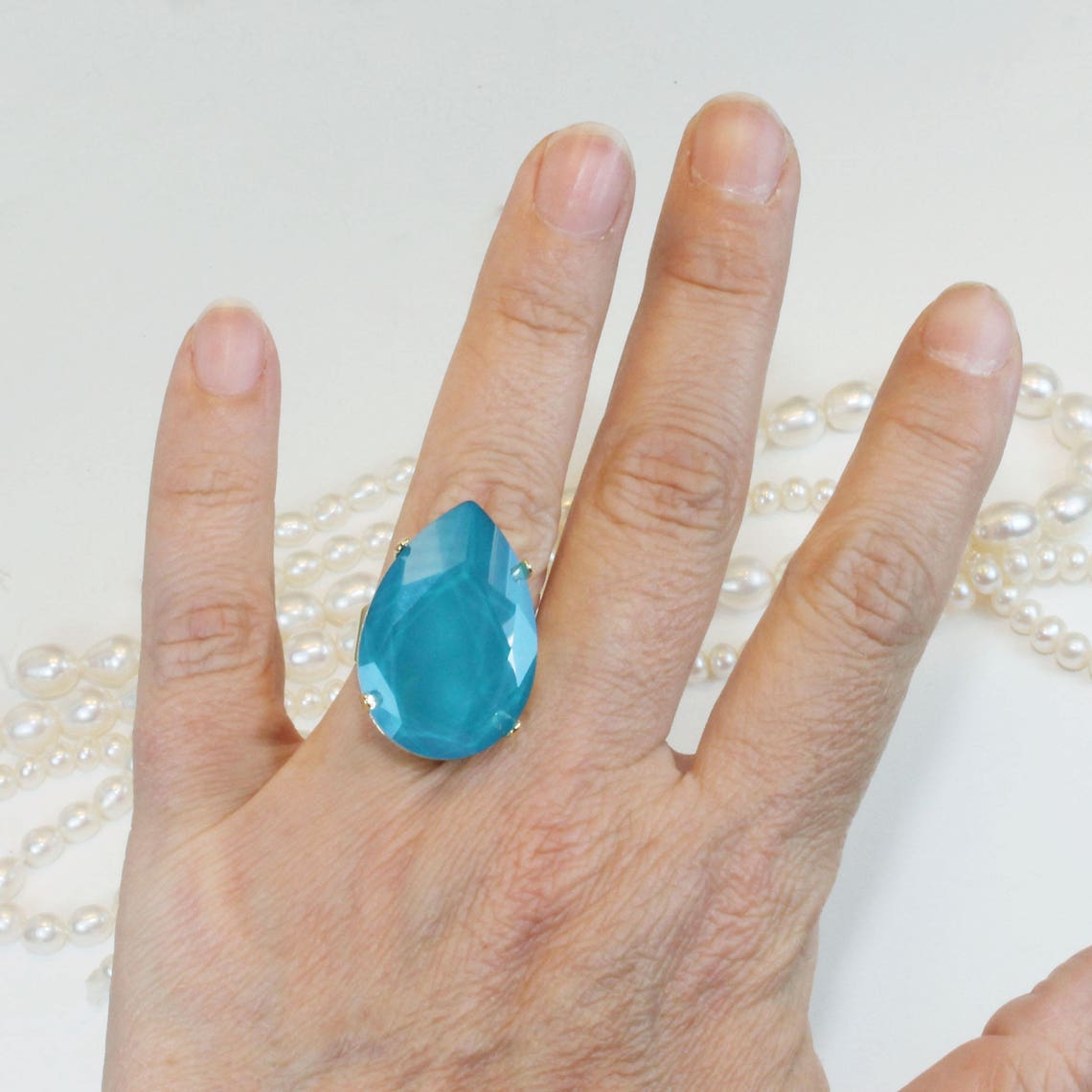 Oversize Crystal Ring Pink Blue Mint Pastel European Crystal - Etsy