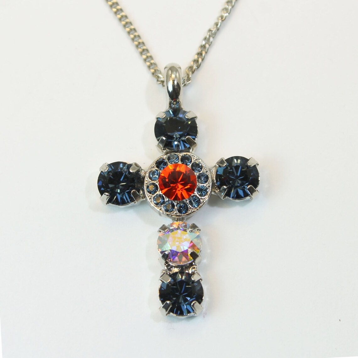 Orange Navy Blue Cross Necklace Navy Cross Pendant Game Day Auburn ...