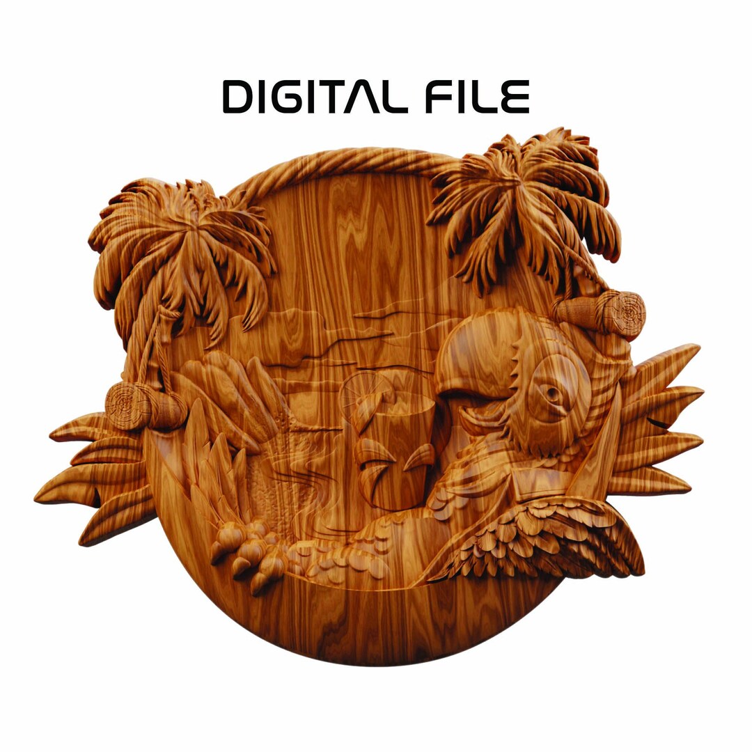 Parrot 3D STL File for Cnc Router, Tropical Wood Carving Design, Exotic ...