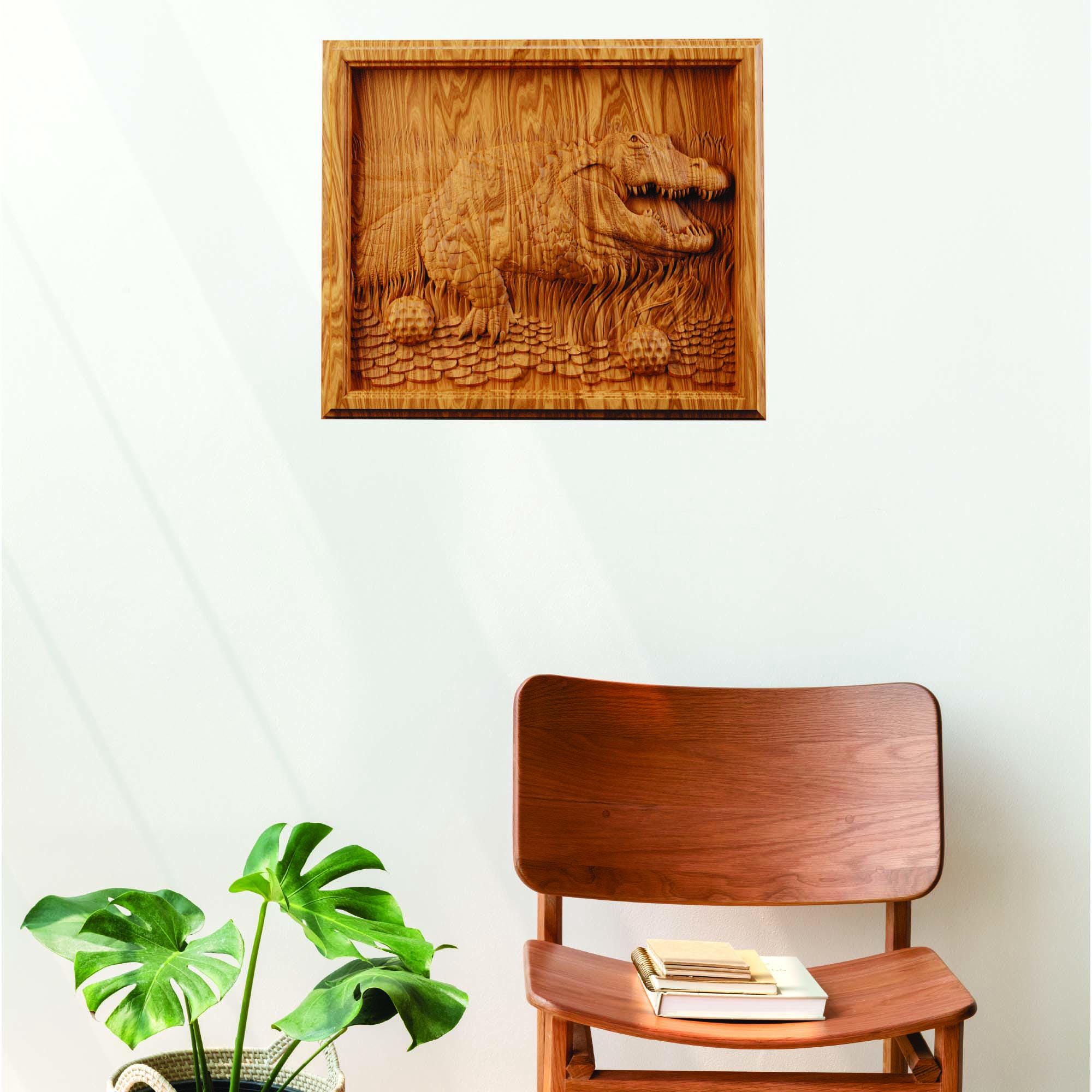 Crocodile 3D STL File for CNC Router, Wildlife Wood Carving Design ...