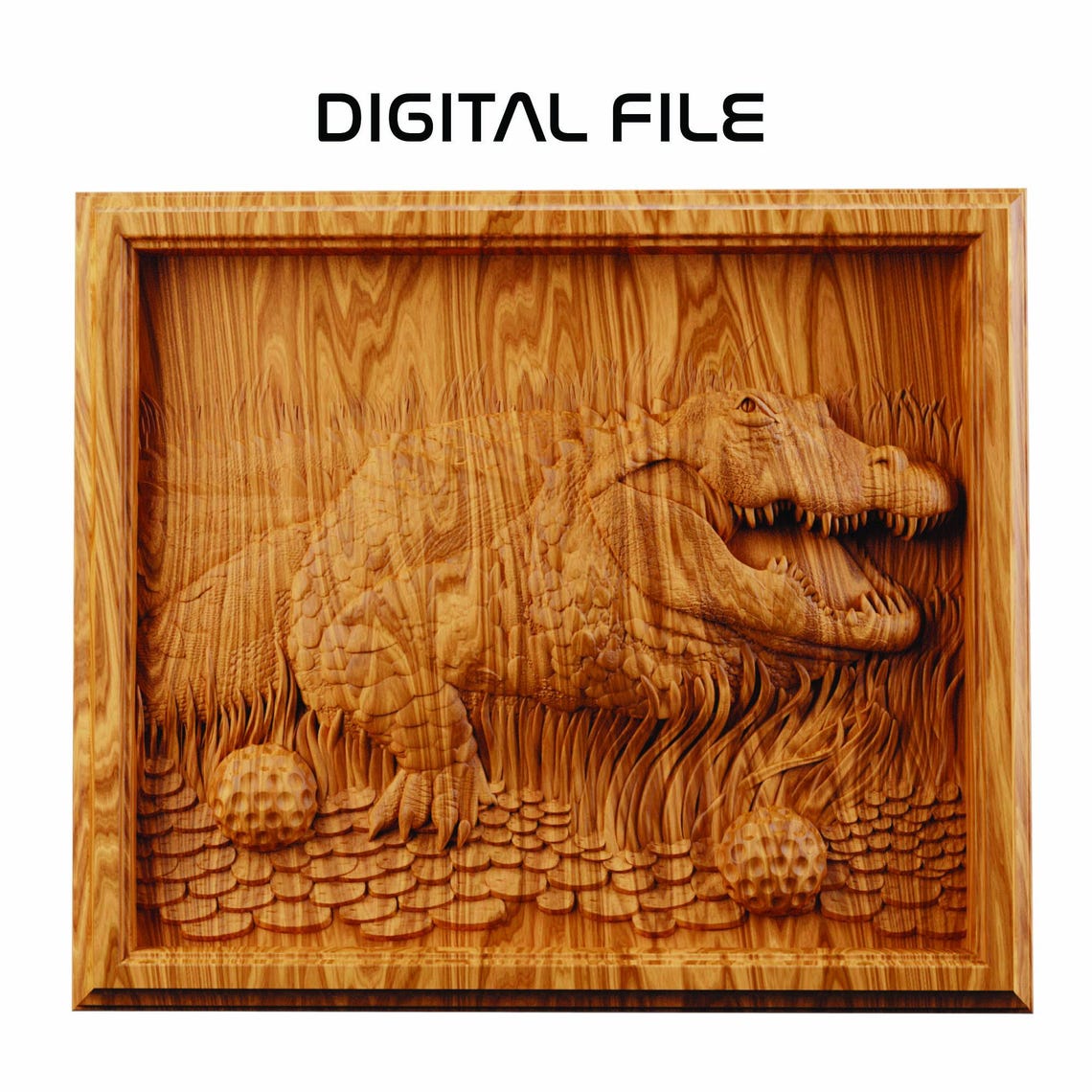 Crocodile 3D STL File for CNC Router, Wildlife Wood Carving Design ...