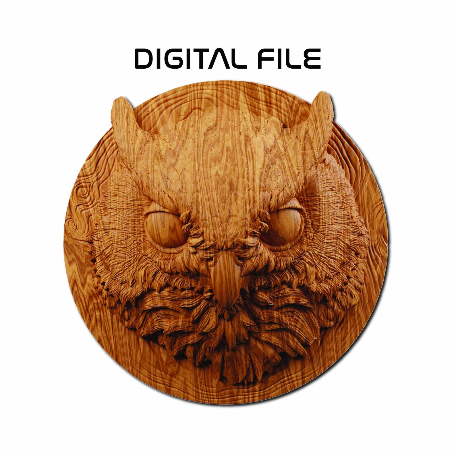 Realistic Owl 3D STL File for Cnc Router, Digital Wood Carving Design ...