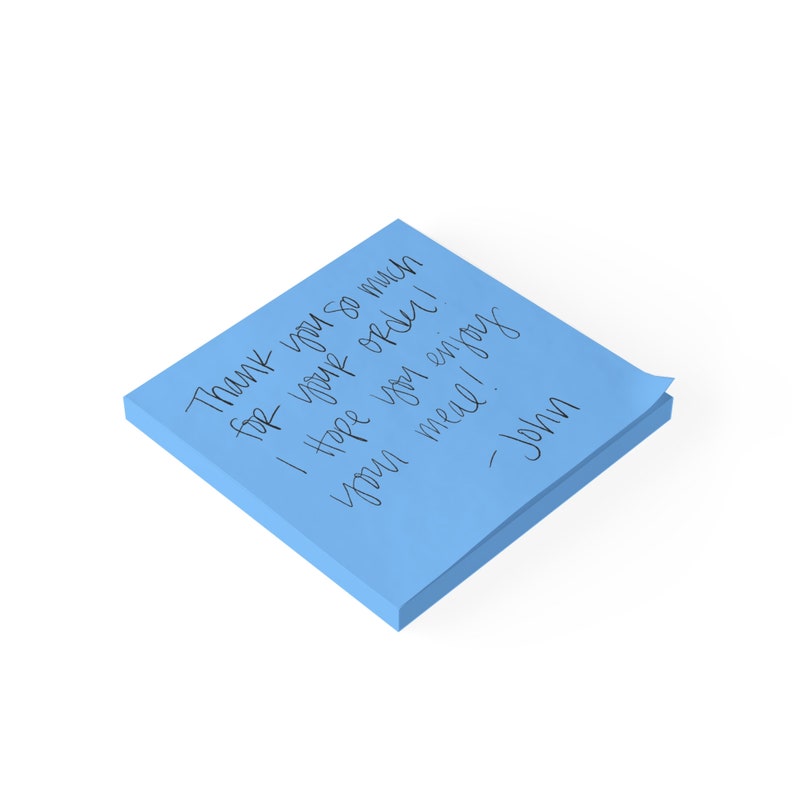 Customized Hand Written Meal Delivery Thank You Post-it Notes for ...