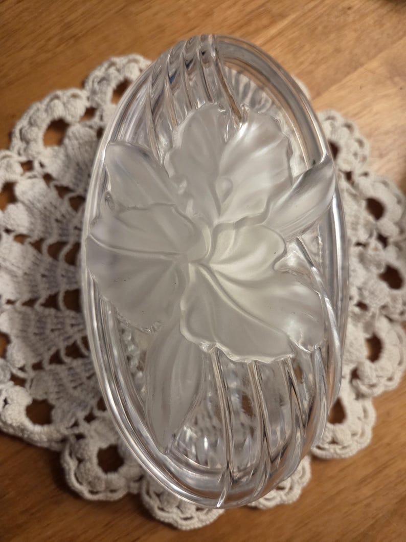 Oval Crystal Frosted Iris Trinket Candy Dish Mikasa Studio Nova - Etsy