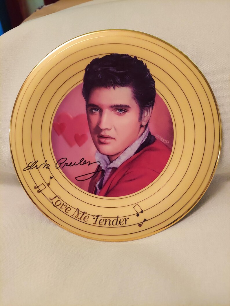 Elvis Presley Plate Signed Love Me Tender Solid Gold Collection - Etsy