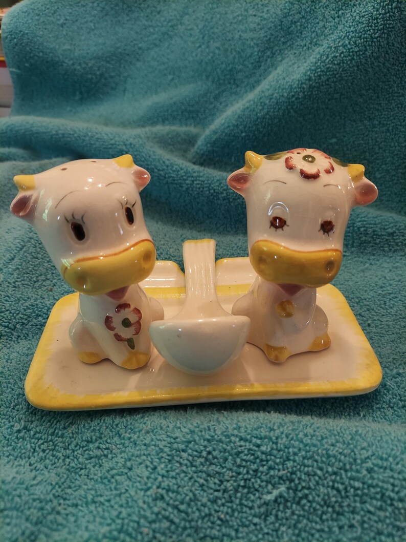 Whimsical Cow Sugar and Salt & Pepper Set - Etsy