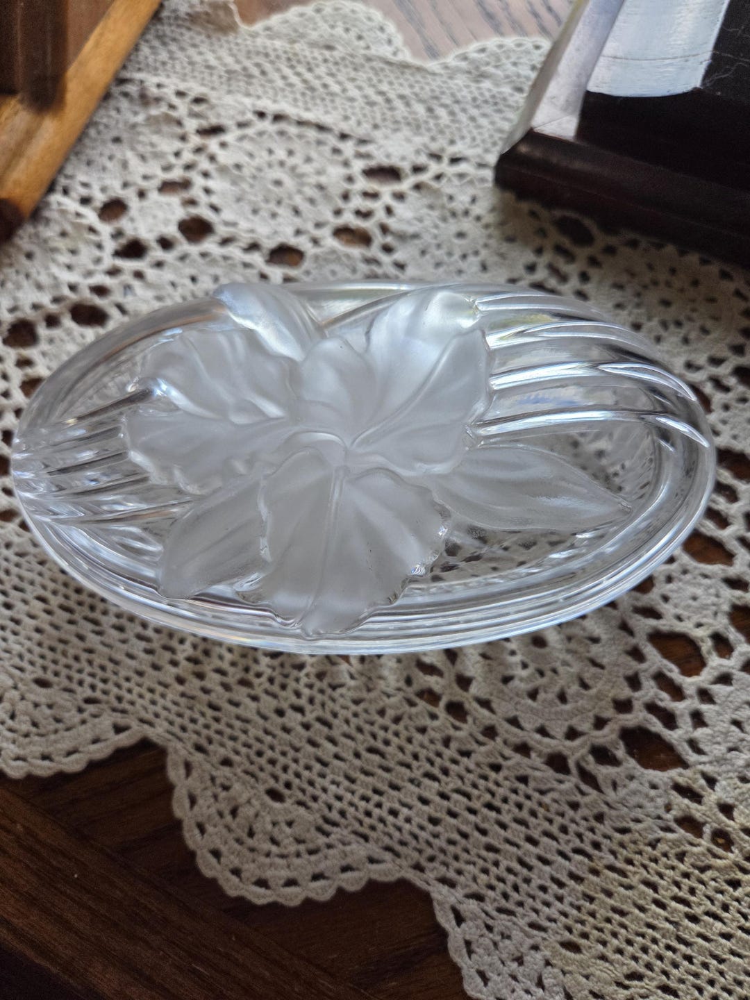 Oval Crystal Frosted Iris Trinket Candy Dish Mikasa Studio Nova - Etsy