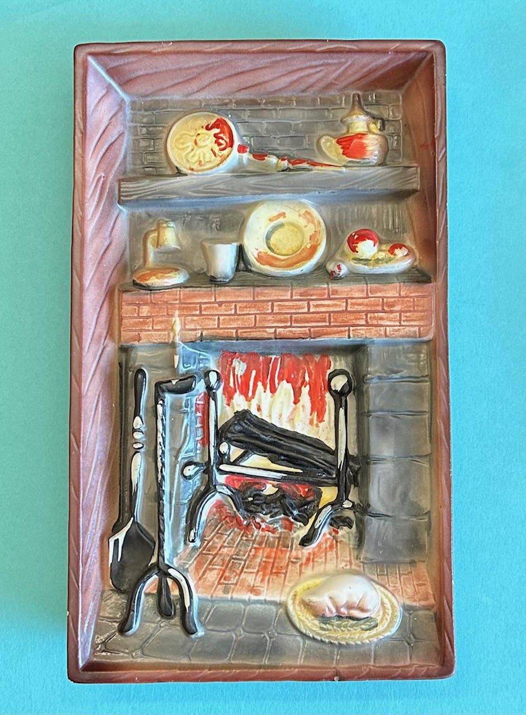 ESD Japan Hearth Homestead Ceramic Wall Hanging Fireplace Dog on Rug - Etsy