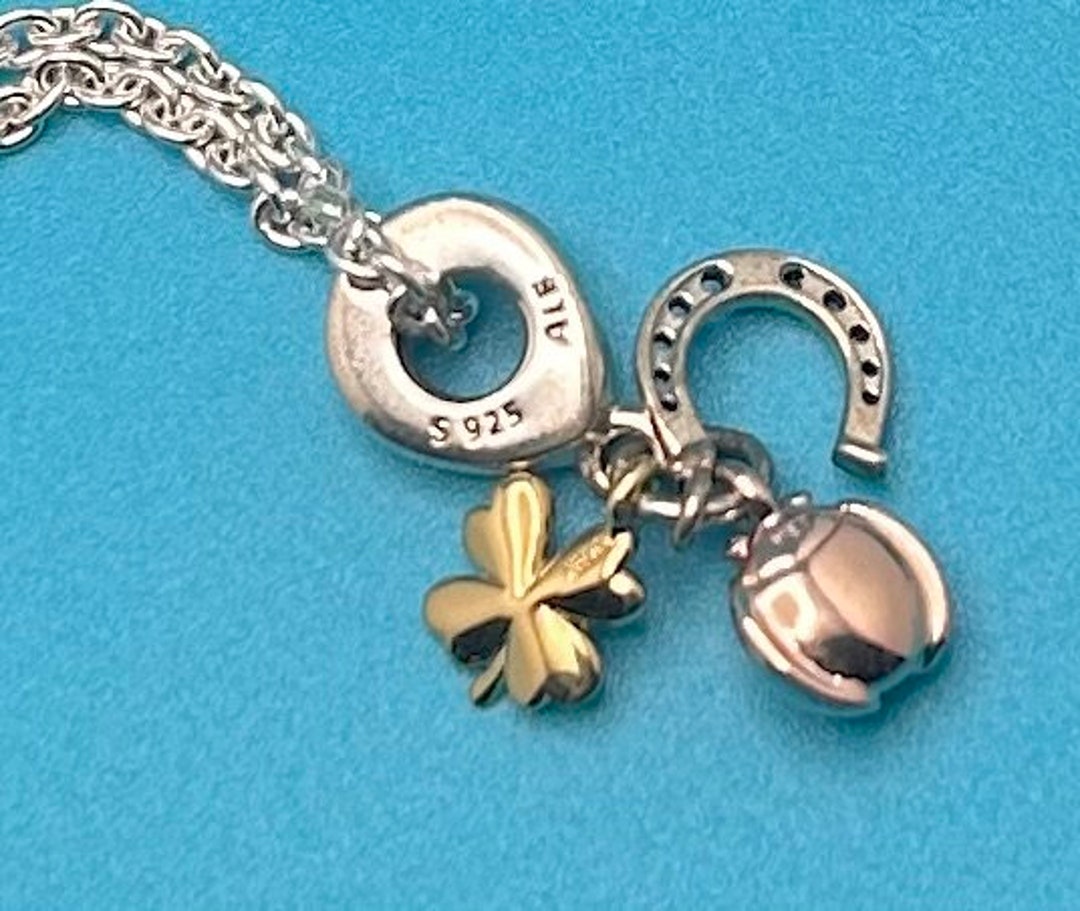Pandora Ladybug Horseshoe 4-leaf Clover Charms on Sterling Silver ...
