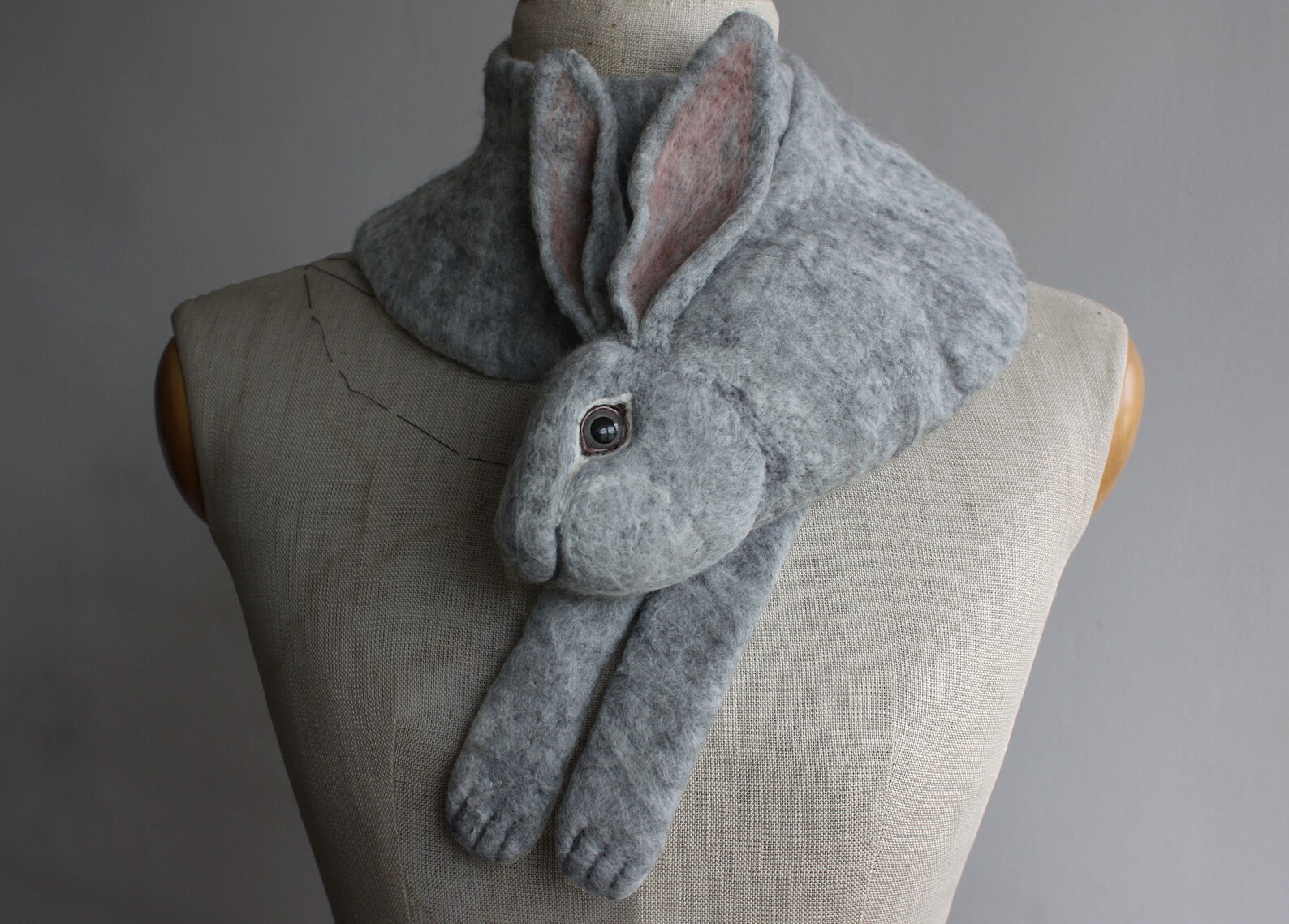 Rabbit Felted Wool Animal Scarf - Etsy