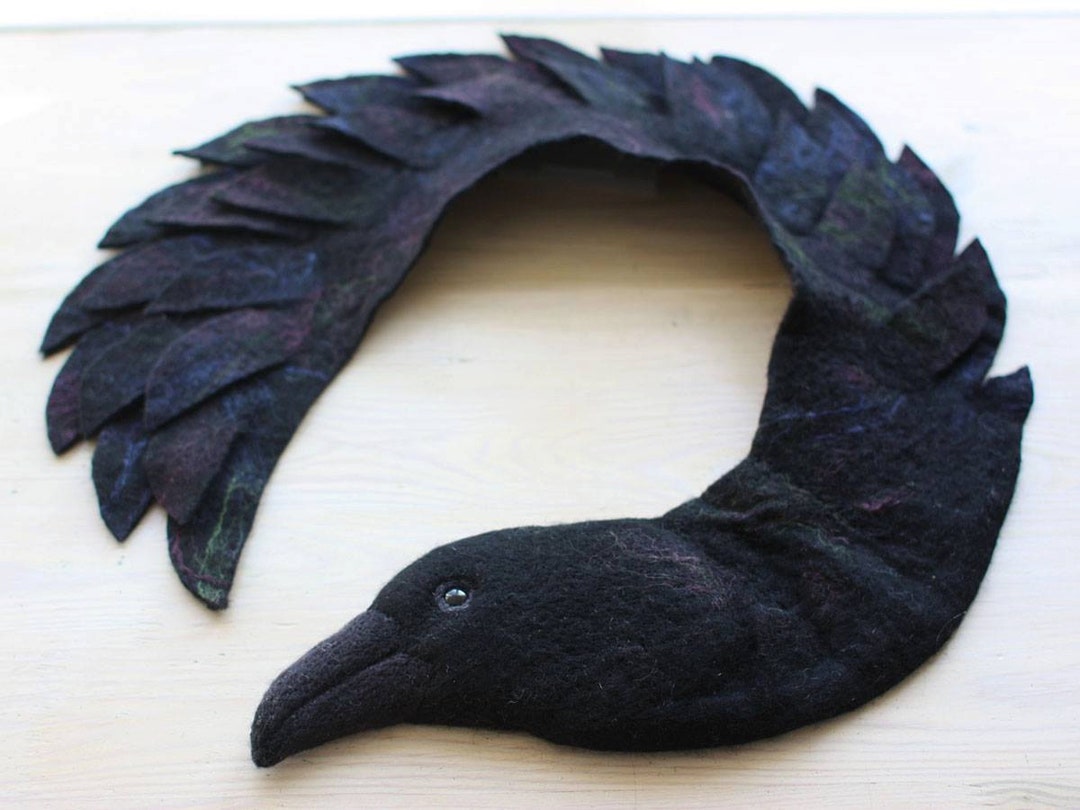 Raven Felted Wool Animal Stole / Scarf - Etsy