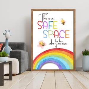 This is a Safe Space to Be Who You Are, Safe Space, Rainbow Poster ...