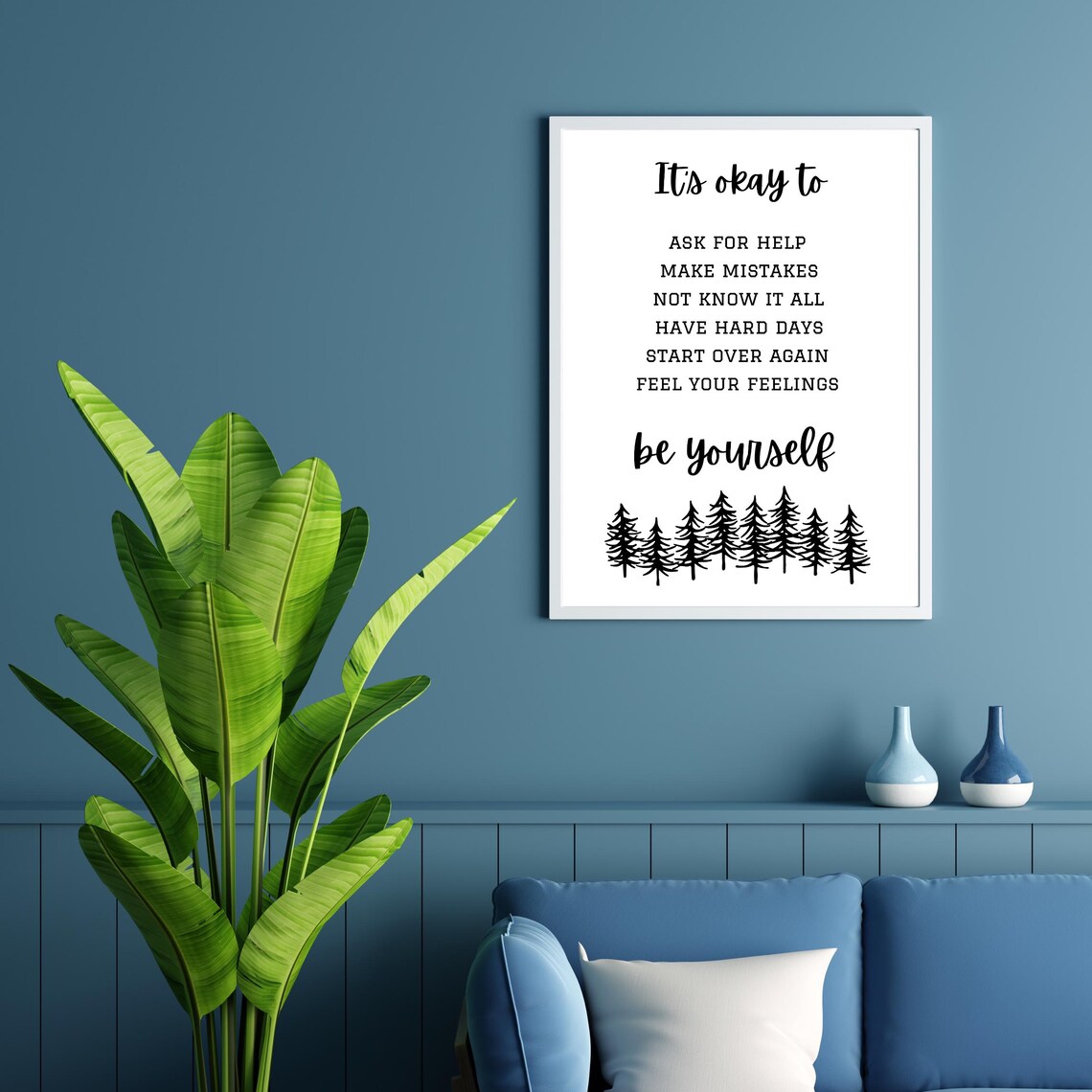 I's Okay to Be Yourself, Positive Mindfulness, Mental Health Poster ...
