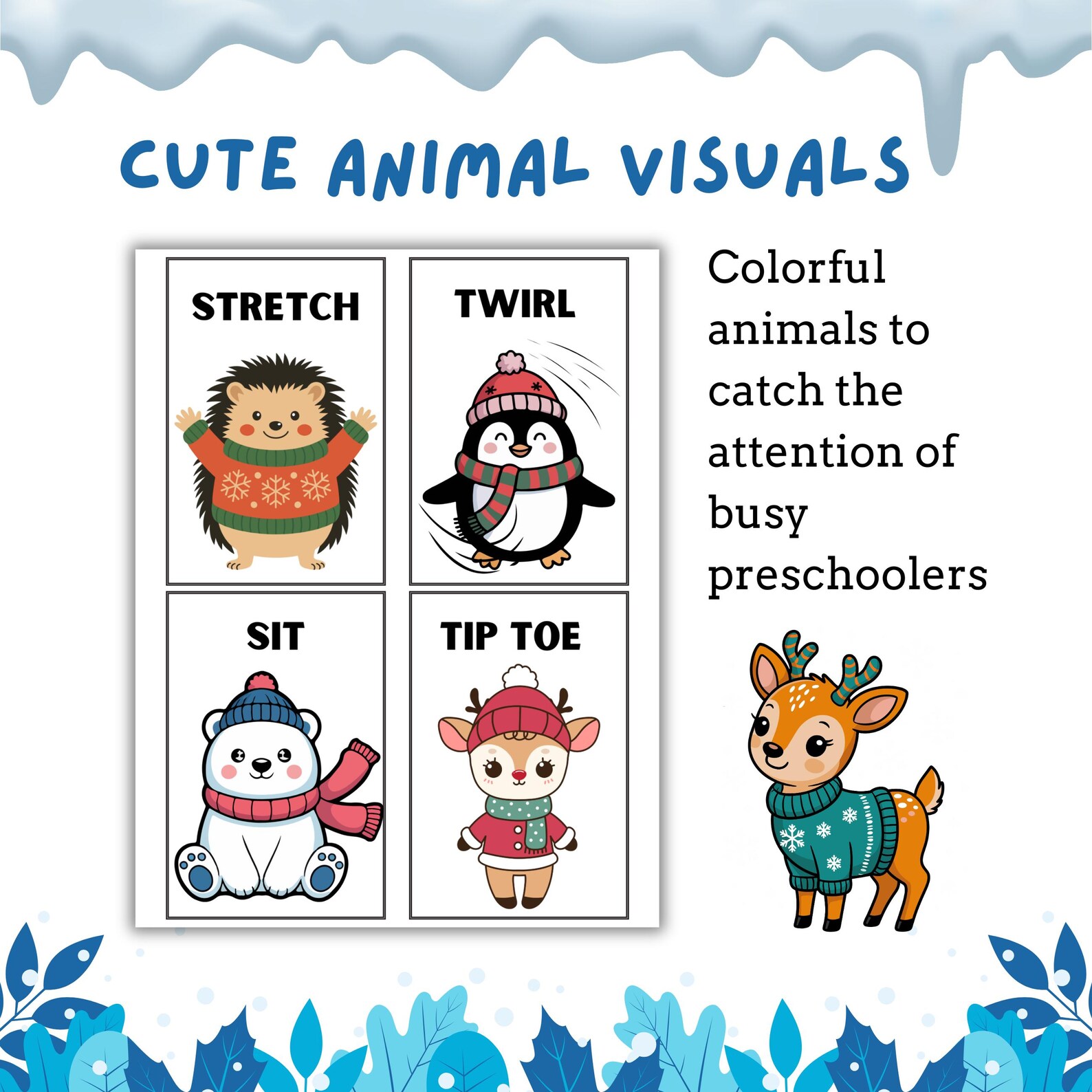Preschool Winter Movement Cards, Gross Motor Activity for Kids ...