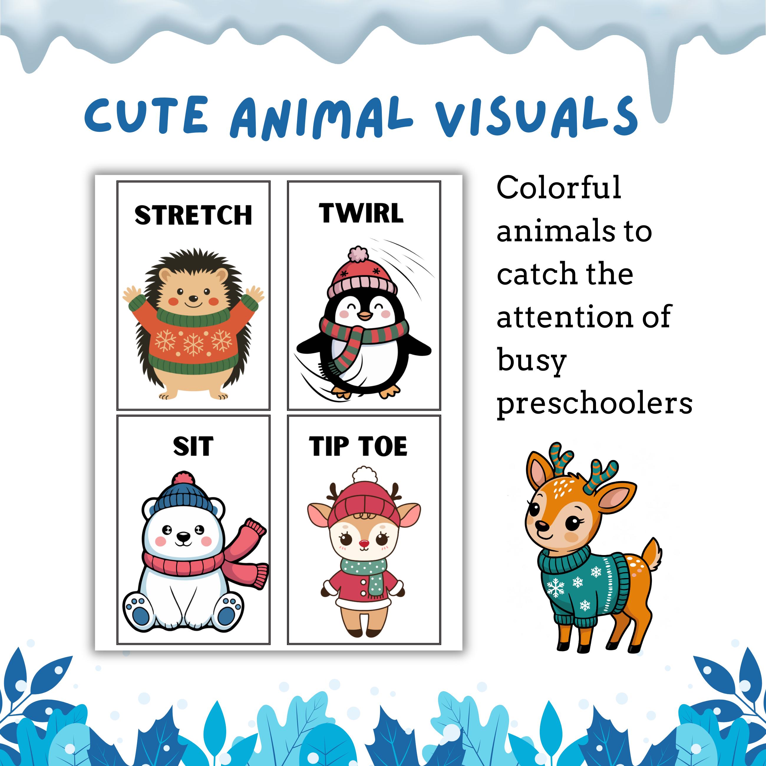 Preschool Winter Movement Cards, Gross Motor Activity for Kids ...
