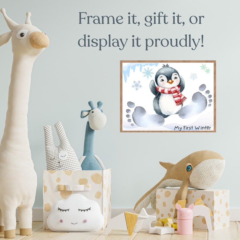 Baby's First Winter Footprint Printable Keepsake Craft, Easy DIY Winter ...