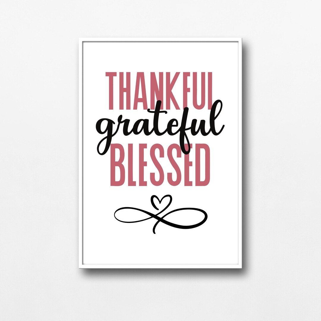 Thankful Grateful and Blessed Decor, Thanksgiving Typography ...