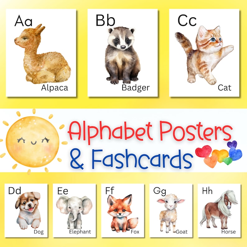 Animal Alphabet Posters and Flashcards Set | L Kinder Alphabet L ...