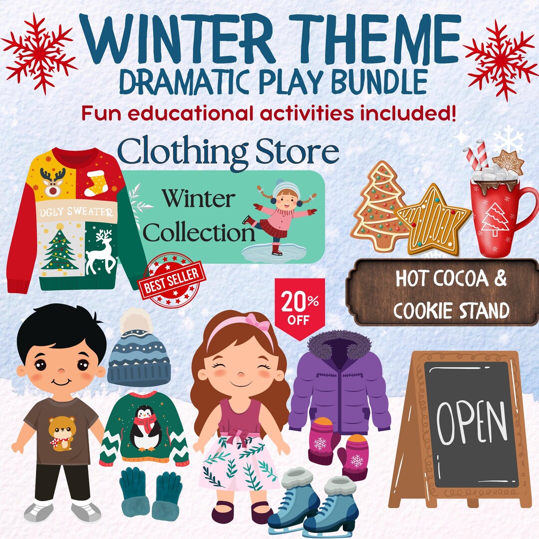 Winter Dramatic Play, Hot Cocoa Stand, Pretend Winter Clothing Store ...