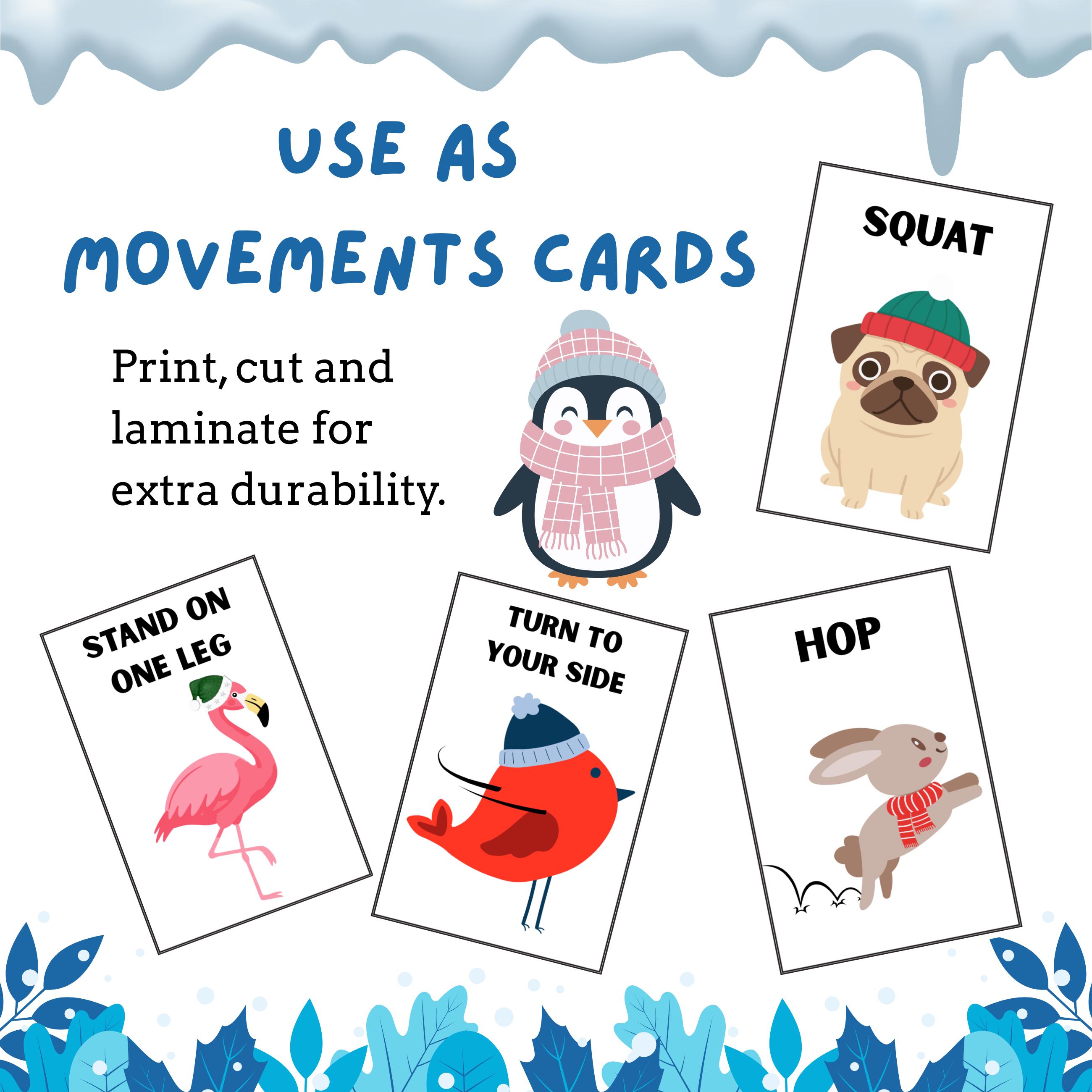 Preschool Winter Movement Cards, Gross Motor Activity for Kids ...