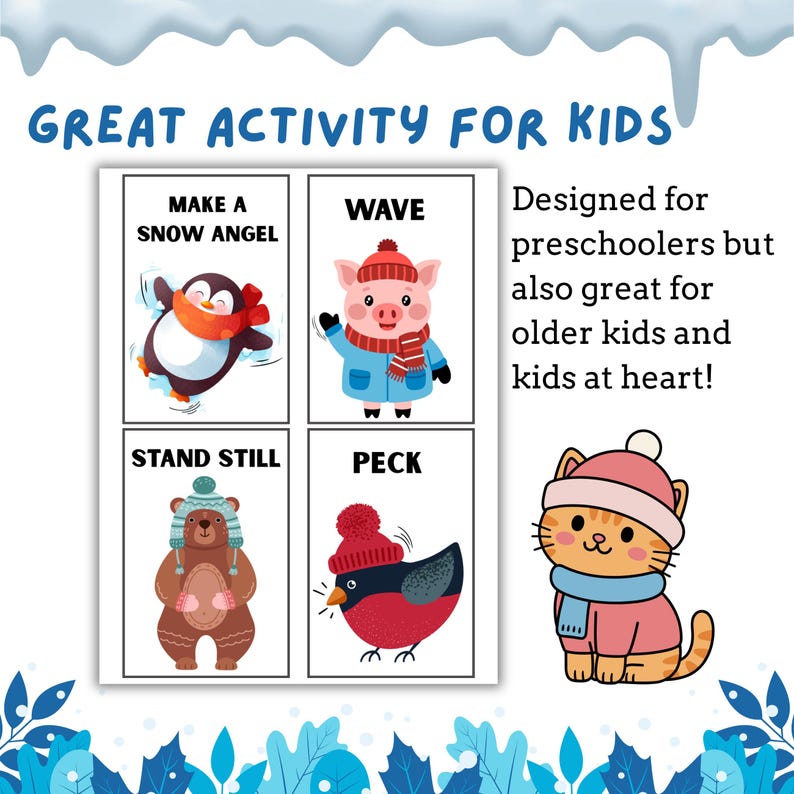 Preschool Winter Movement Cards, Gross Motor Activity for Kids ...