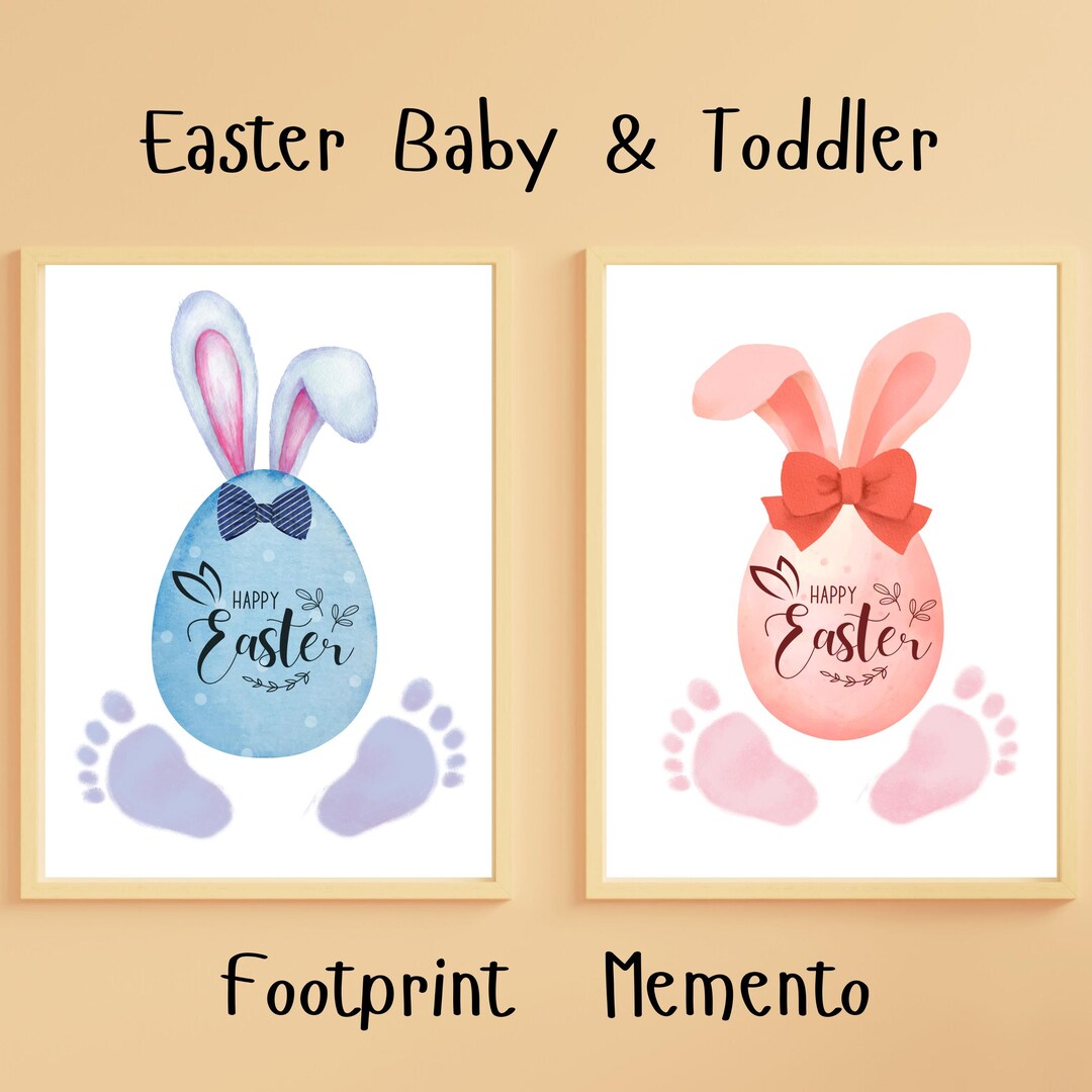 Easter Footprint Art, Happy Easter Baby & Toddler Easter Memento, DIY ...
