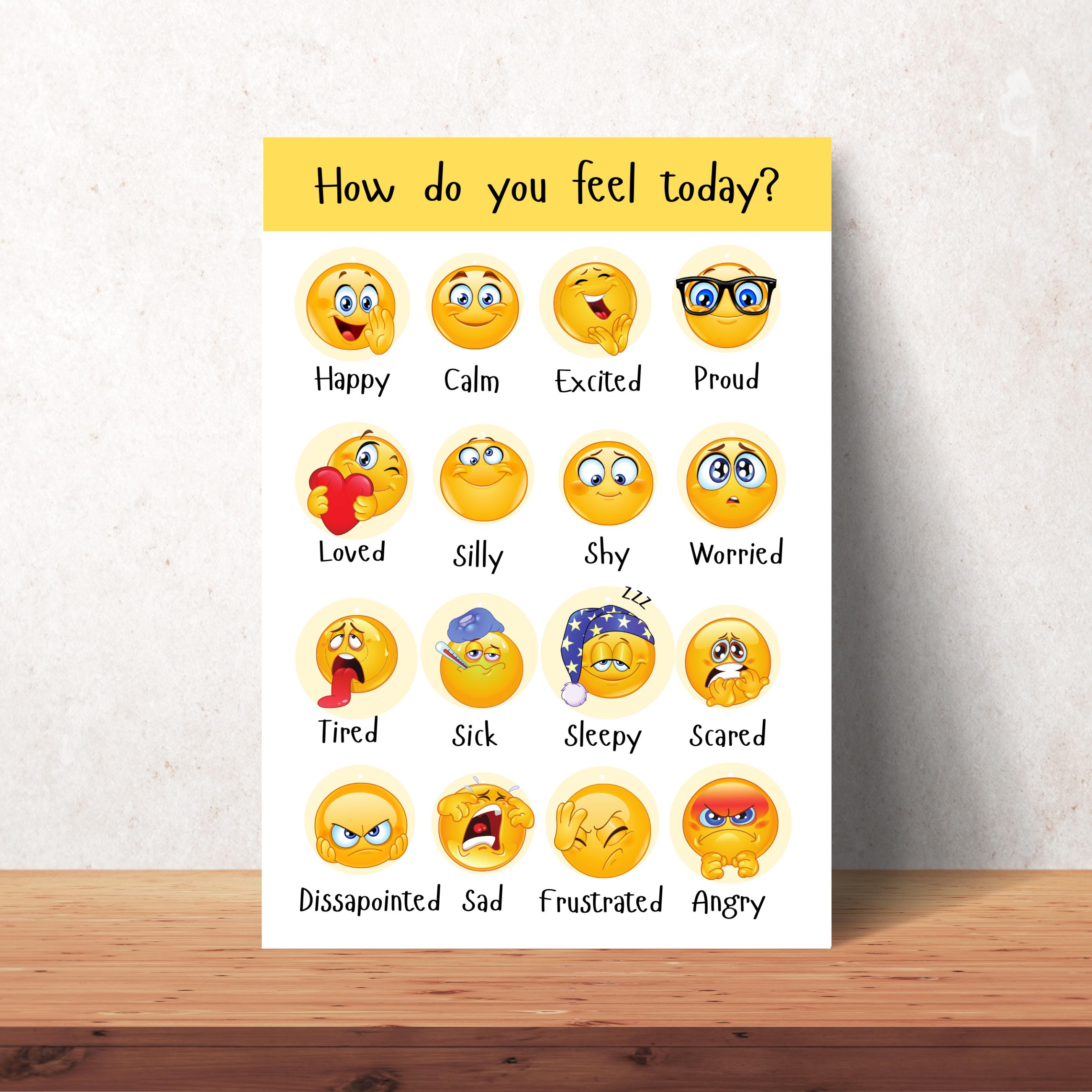 Feelings Chart, Emoji Feelings Poster, Today I Feel, How Do You Feel ...